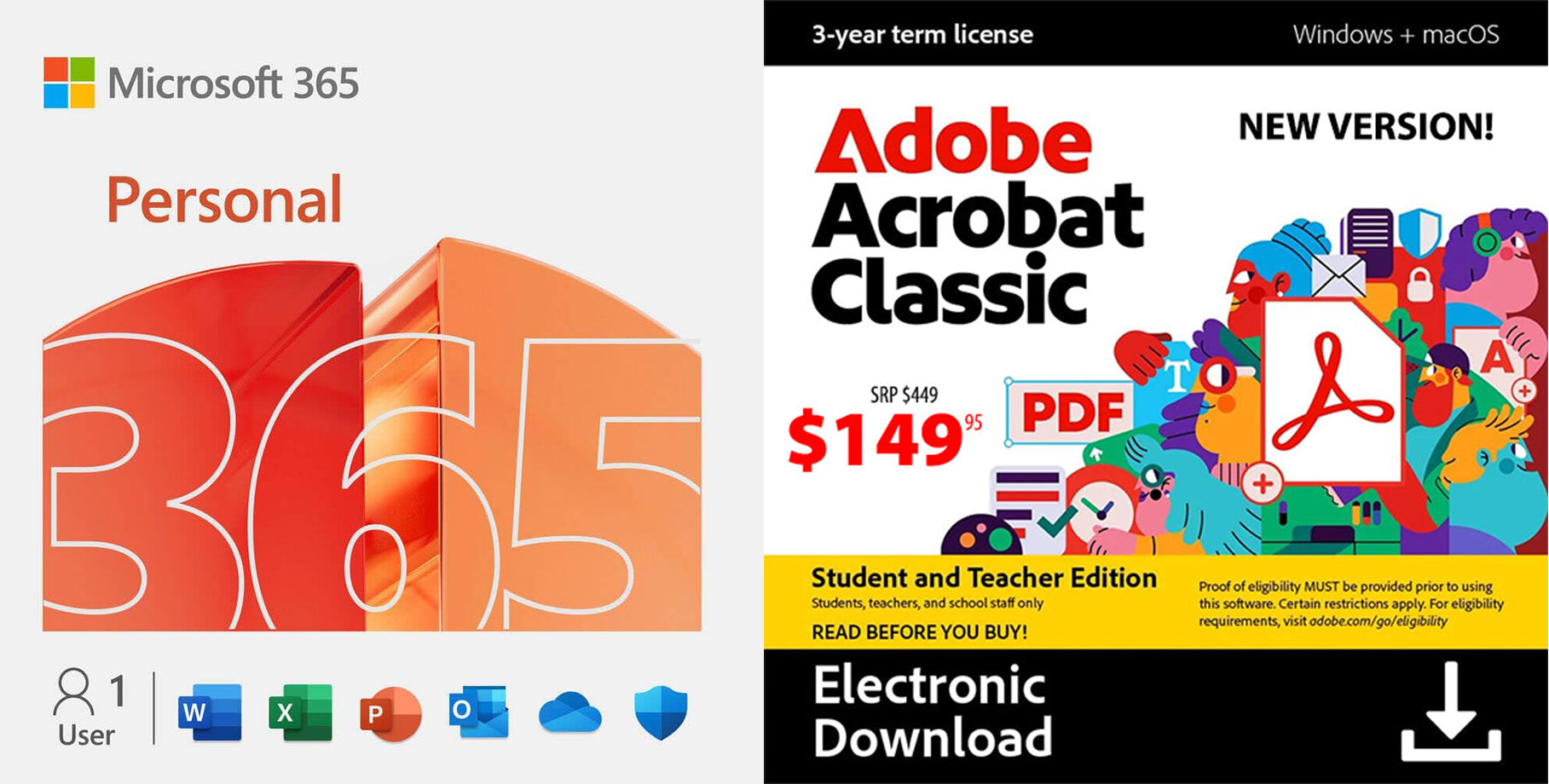Microsoft 365 Personal with Adobe Acrobat Classic for Mac & Windows (D
