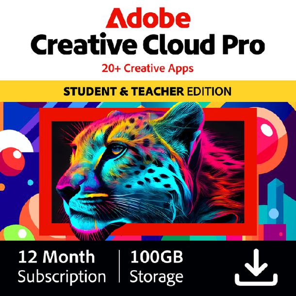 Adobe Creative Cloud Pro for Students & Teachers 1-Year Subscription