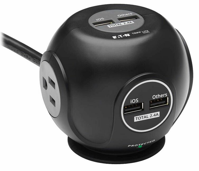 Tripp Lite TLP38UAM Safe-IT -Outlet Spherical Surge Protector with 4 ...