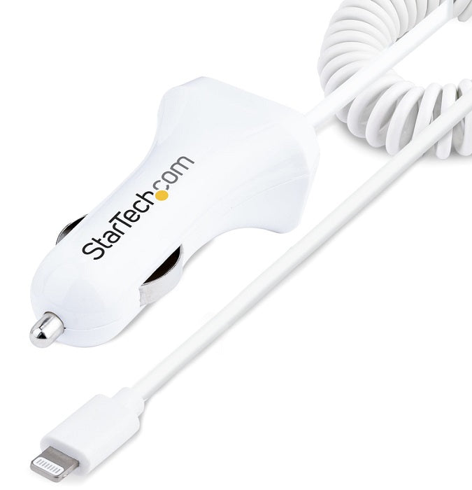 StarTech USBLT2PCARW2 Dual Port Car Charger with Lightning Connector ...